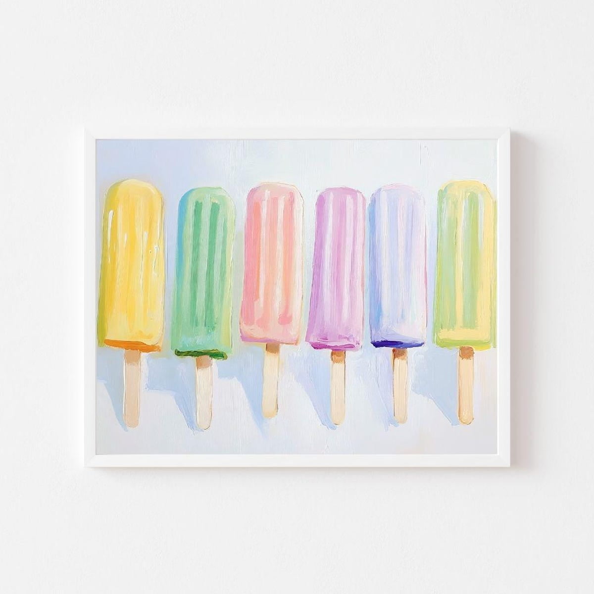 Poster Pastel Rainbow Popsicles Painting | Colorful Summer Food Wall ...