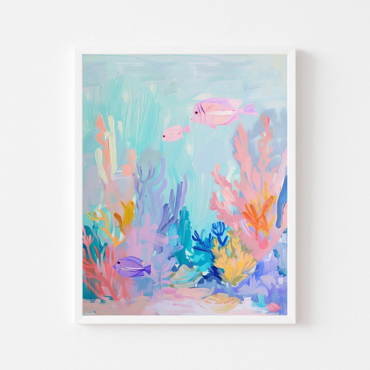 Poster Pastel Under The Sea Painting | Colorful Tropical Fish Wall Art ...