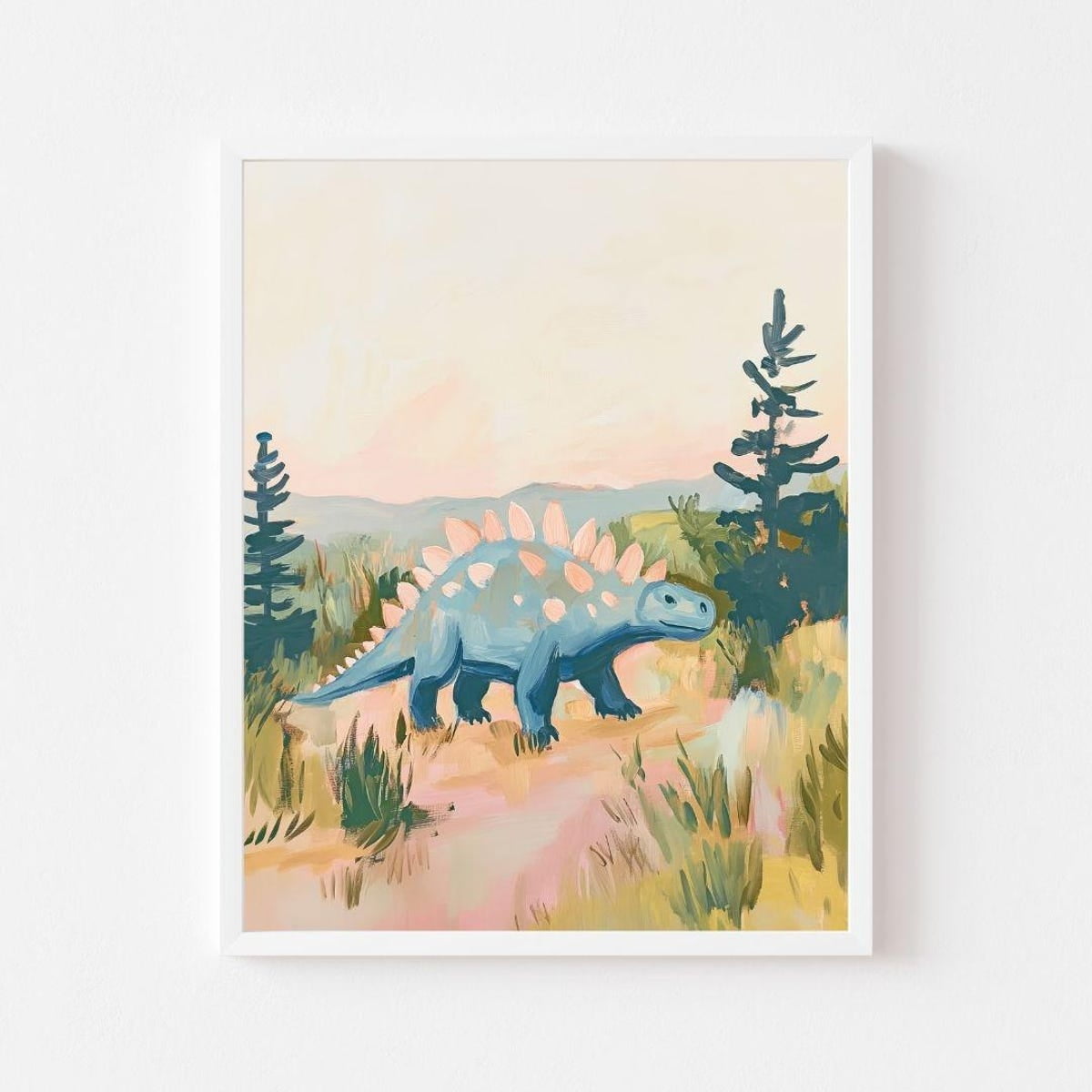 Poster Pastel Stegosaurus Wall Art Print | Boy'S Room Dinosaur Painting ...
