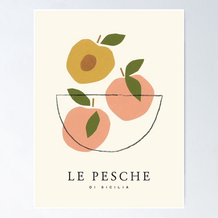 Poster Peaches Print | Digital Art | Peach Fruit Market Botanical Wall ...
