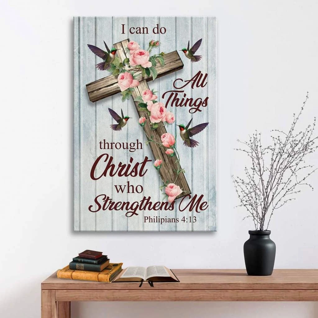 Poster Philippians 413 With Flower Cross- UNFRAMED Poster Prints, Wall ...
