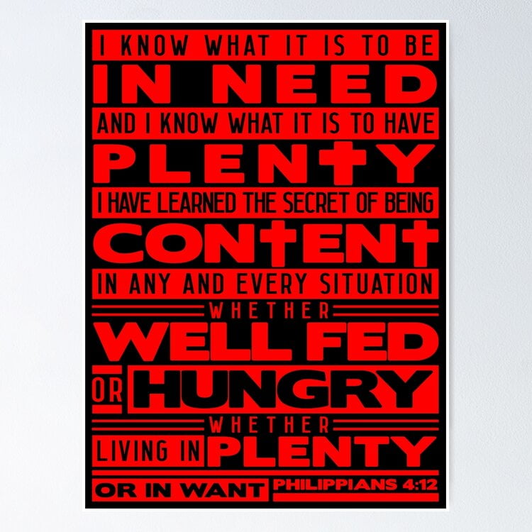 Poster Philippians I Have Learned The Secret Of Being Content Poster ...