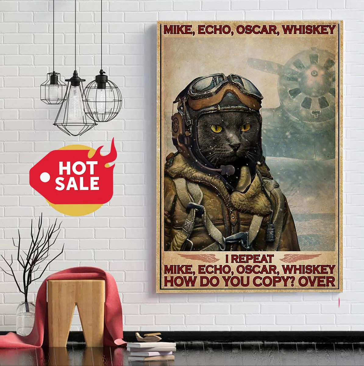 Poster Pilot Cat Mike Echo Oscar Whiskey Vertical Wall Art, Unframed ...