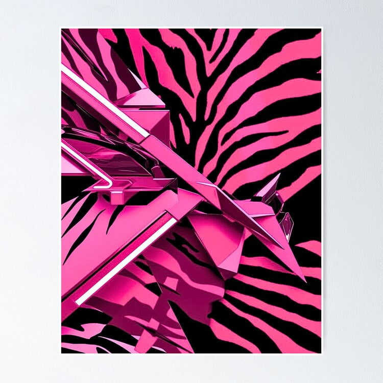 Poster Pink And Black Graphic Stripe Camouflage Fusion With Camo Tiger ...