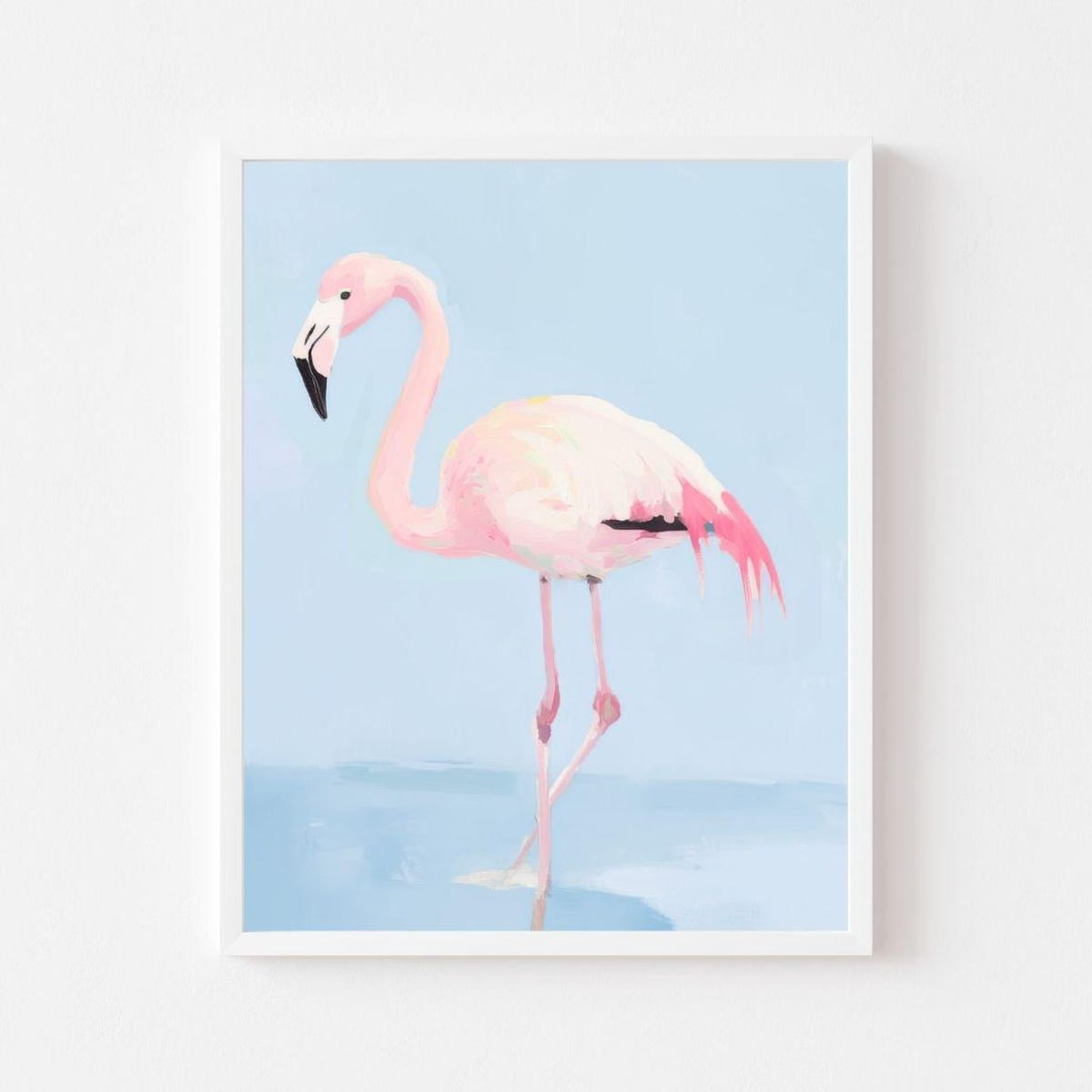 Poster Pink Flamingo Portrait | Pastel Summer Coastal Wall Art Print ...