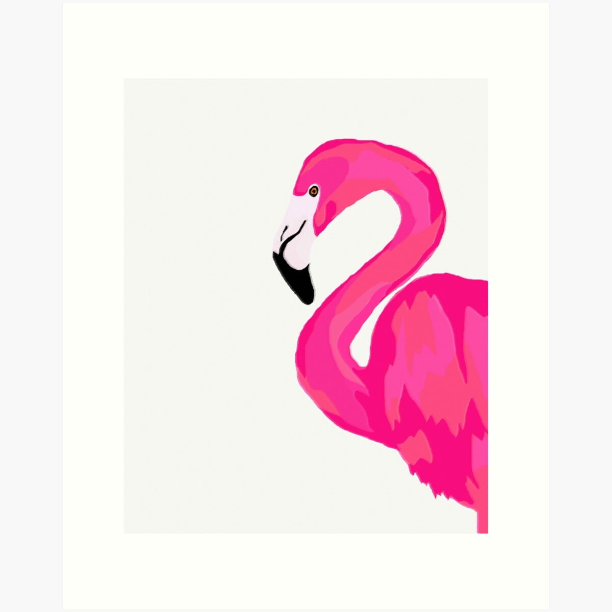 Poster Pink Flamingo Print, White, Pink, Modern Art, Wall Decor Poster ...