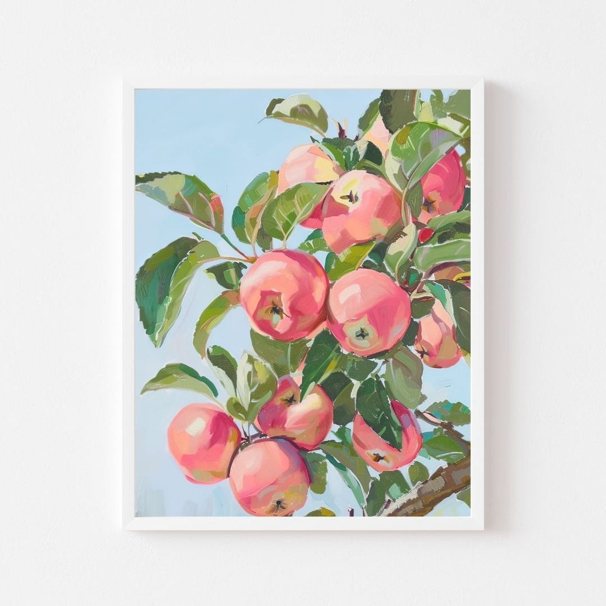 Poster Pink Lady Apples On Tree Painting | Pastel Kitchen Food Wall Art ...