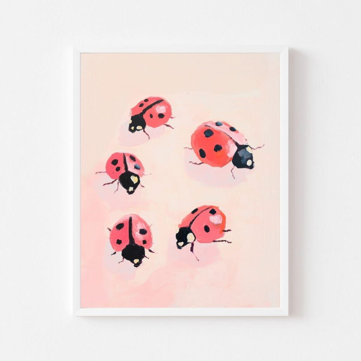 Poster Pink Ladybugs Painting | Pastel Bug Nursery Wall Art Print ...