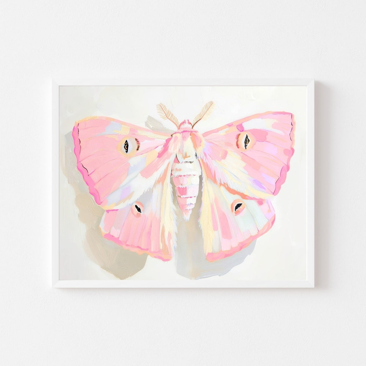 Poster Pink Moth Painting | Pastel Insect Wall Art Print | Colorful ...