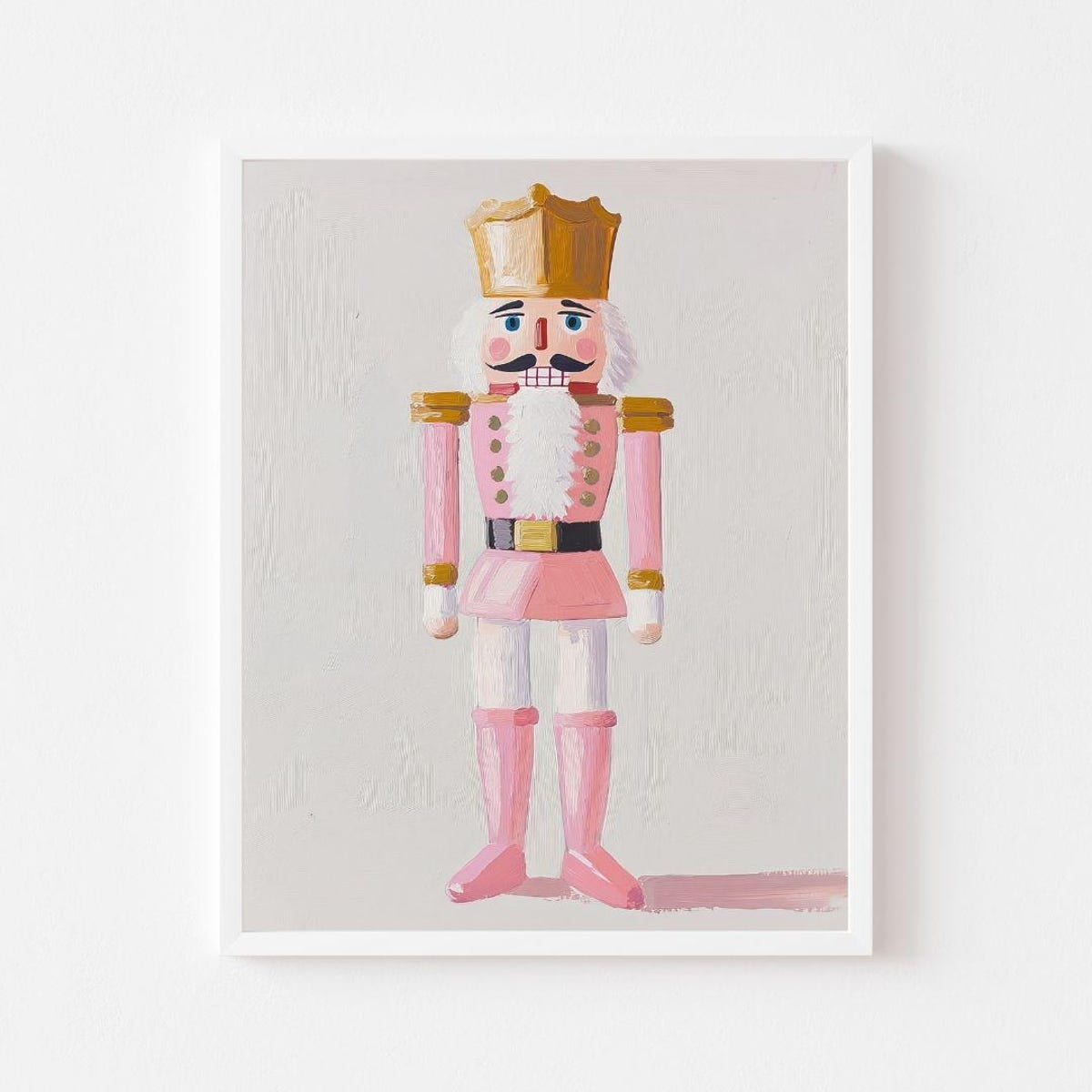 Poster Pink Nutcracker Painting | Pastel Christmas Wall Art Print | Colorful Toy Soldier ...