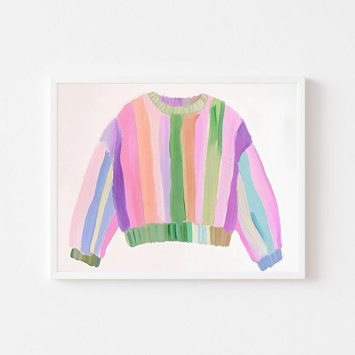 Poster Pink Pastel Striped Sweater Painting | Colorful Autumn Fashion ...