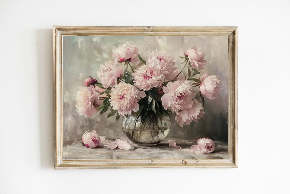 Poster Pink Peony Pink Botanical Wall Decor Poster Statement Bedroom ...