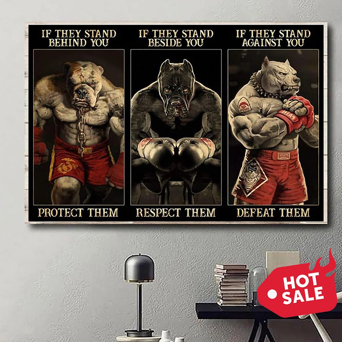 Poster Pitbull Boxing If They Stand Behind You Protect Them Wall Art ...