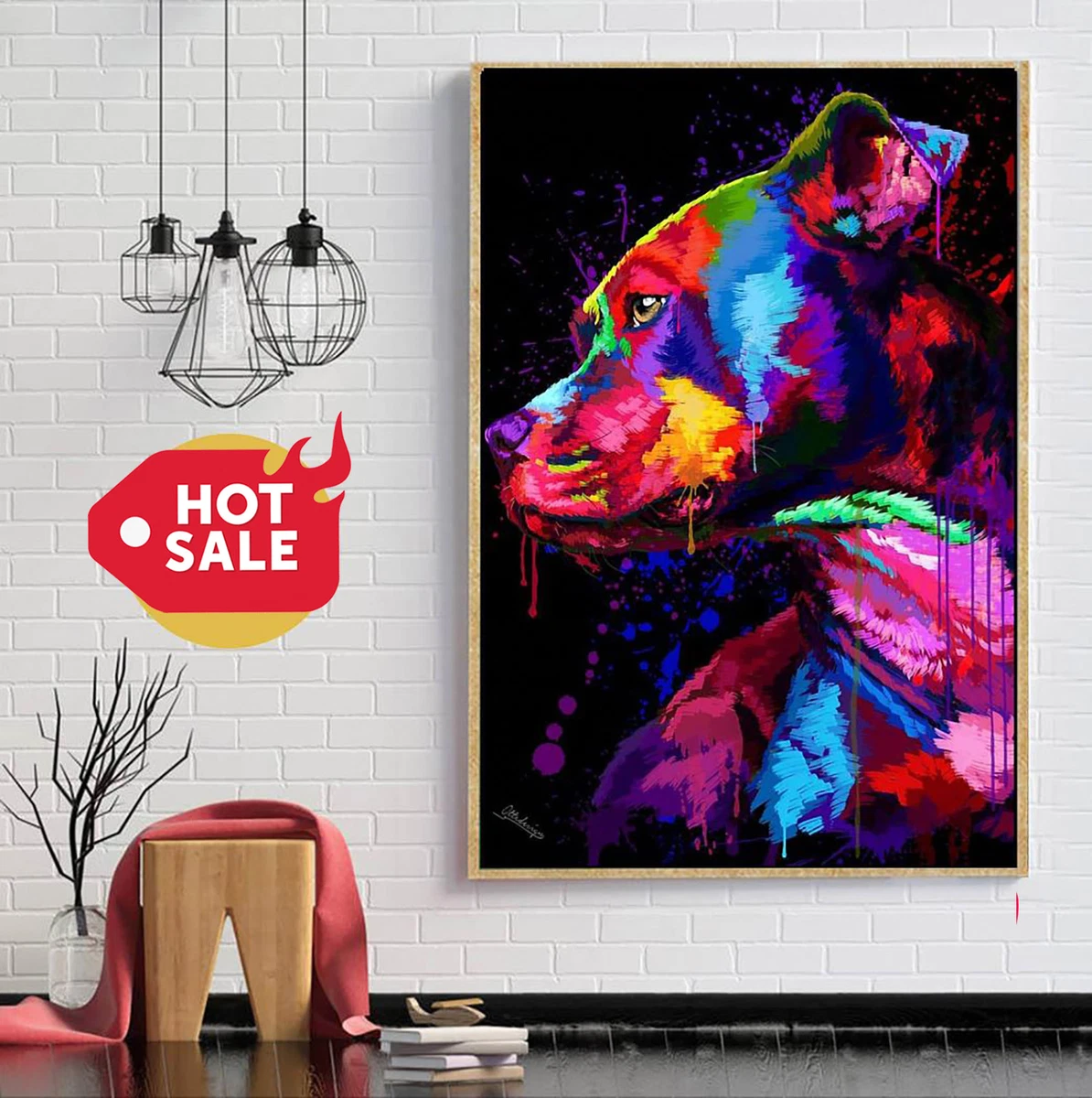 Poster Pitbull Wall Hanging Painting- UNFRAMED Poster Prints, Wall Art ...