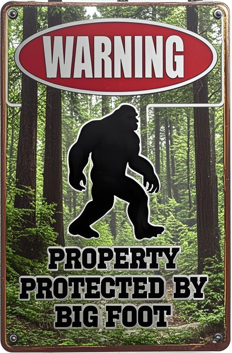 Poster Plaque Warning Property Protected by Big Foot Funny Outdoor Home ...