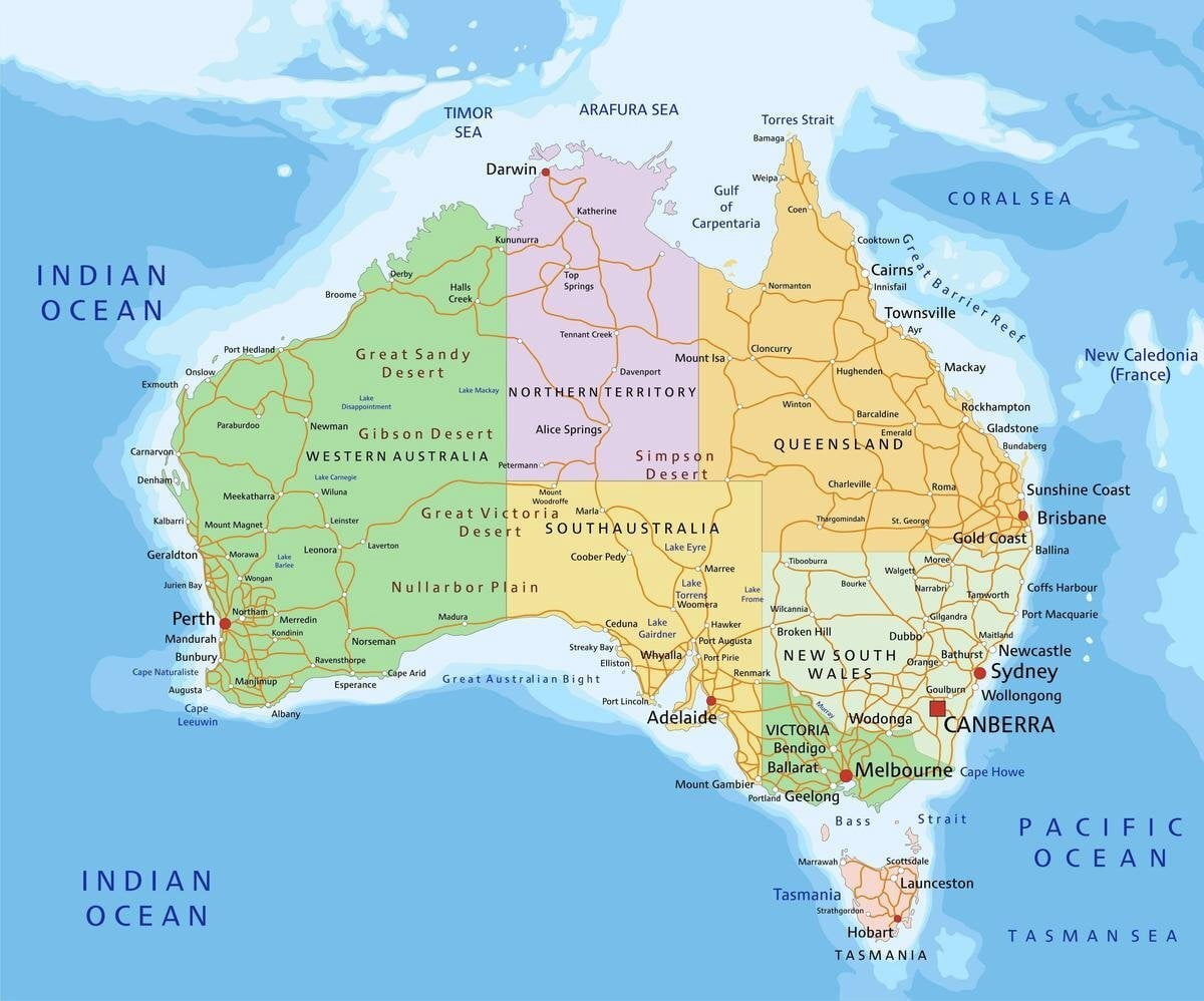 Poster: Political Map - Map Australia - Walmart.com