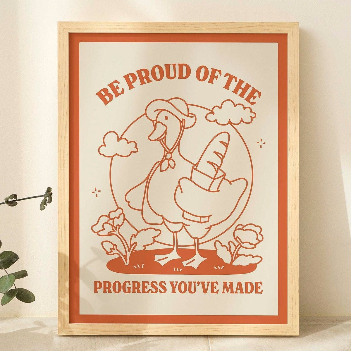 Poster Positive Goose Wall Print, Motivation Quote, Baguette Duck, Cute ...