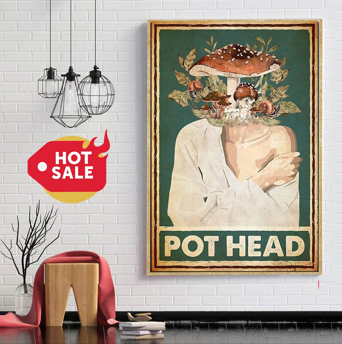 Poster Pothead Mushroom Girl Vertical Wall Art, Unframed Prints For ...