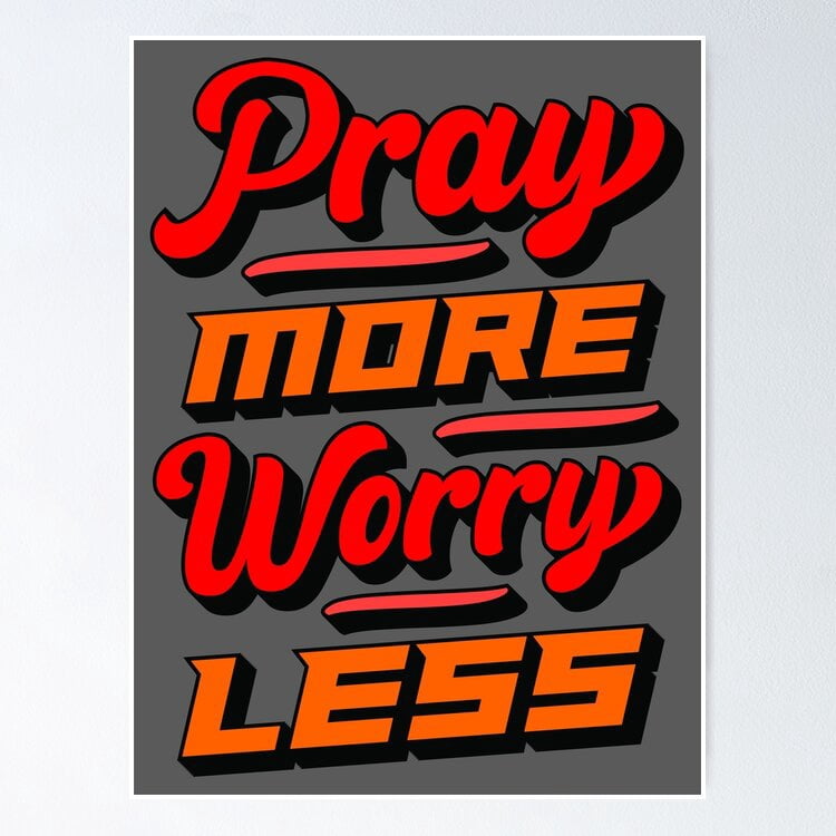 Poster Pray More Worry Less Poster - No Framed, Vintage Wall Art, Hot ...