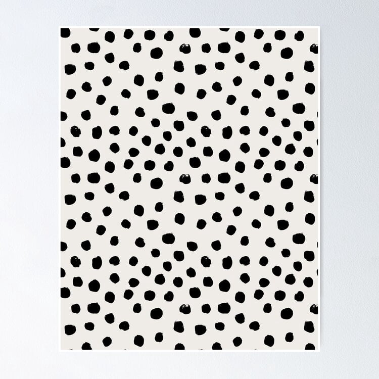 Poster Preppy Brushstroke Free Polka Dots Black And White Spots Dots ...