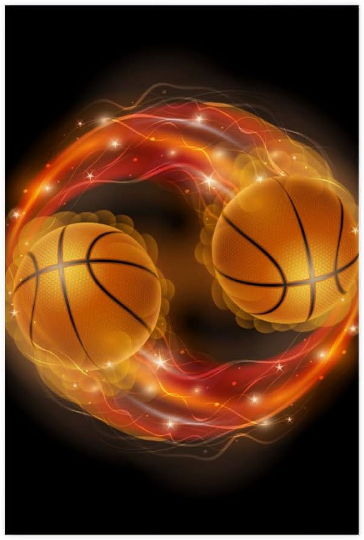 Poster Prints Wall Paper Art Decor Vintage Sports Basketball Fire ...