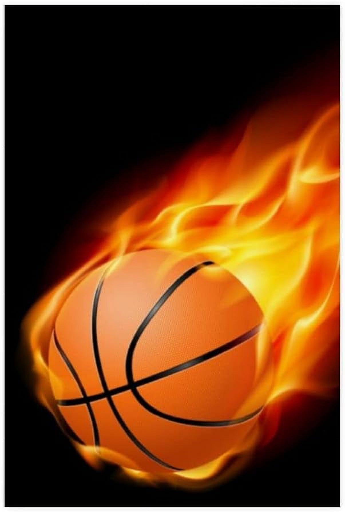 Poster Prints Wall Paper Art Decor Vintage Sports Basketball Fire ...