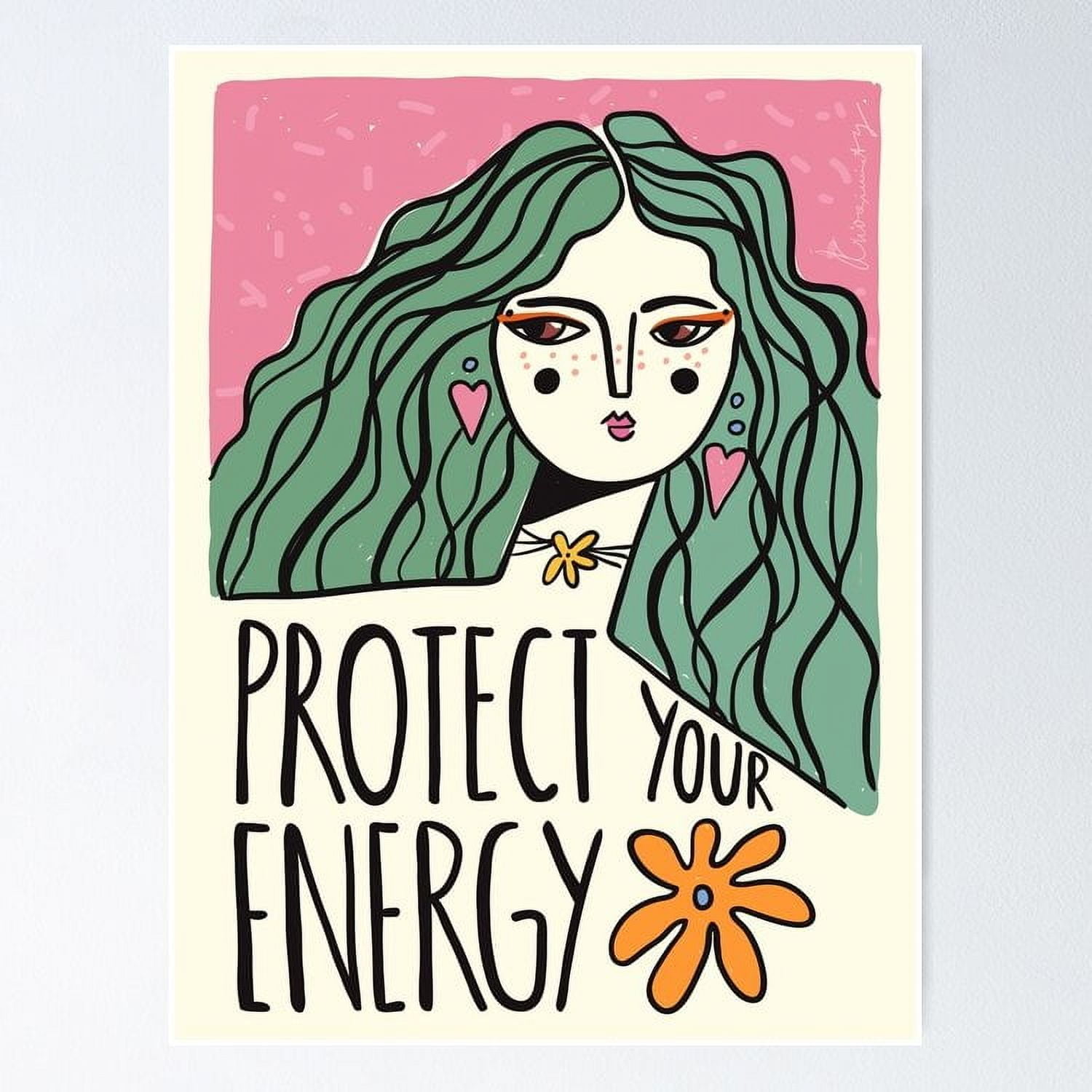 Poster Protect your energy, Inspirational art, 70s, Woman art ...