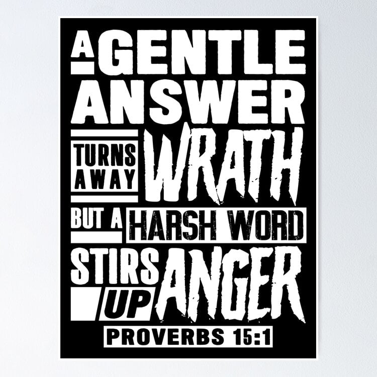 Poster Proverbs A Gentle Answer Turns Away Wrath Poster - No Framed ...