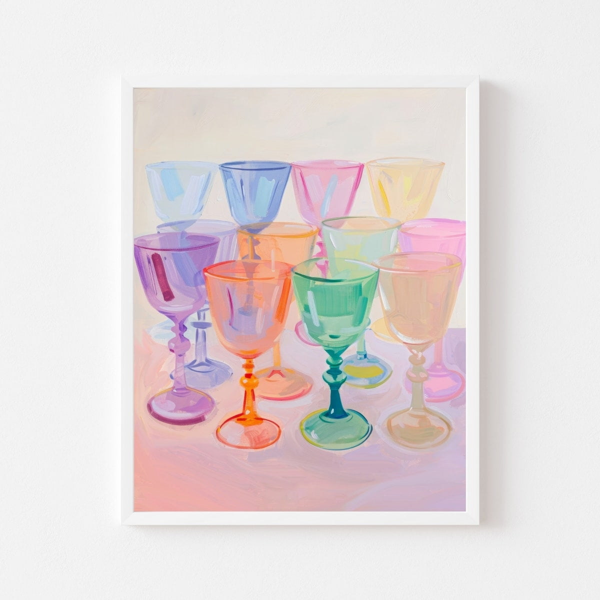 Poster Rainbow Cocktail Glasses Painting | Colorful Bar Cart Art Print ...