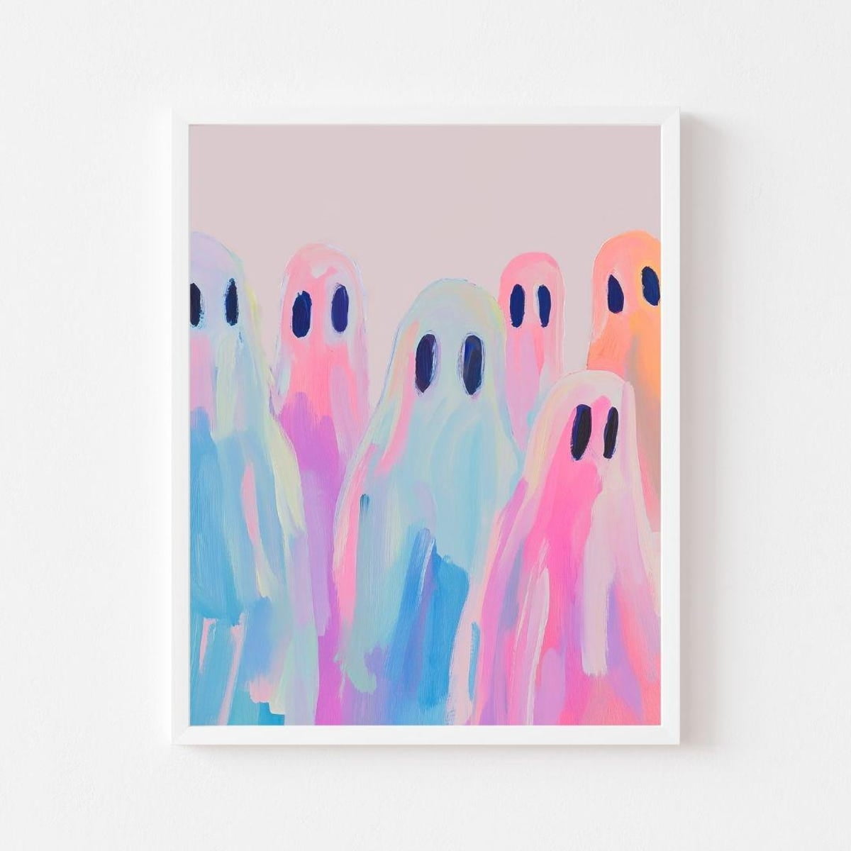 Poster Rainbow Pastel Ghosts Painting | Pink Halloween Wall Art Print ...