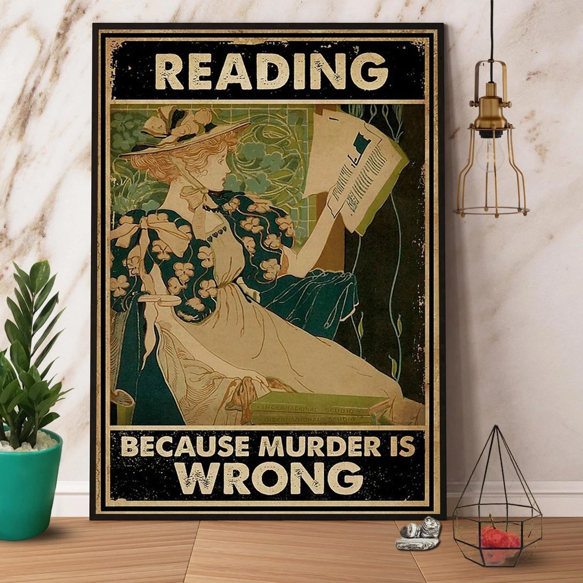 Poster Reading Girl Because Murder Is Wrong Vintage Vertical Paper, No ...