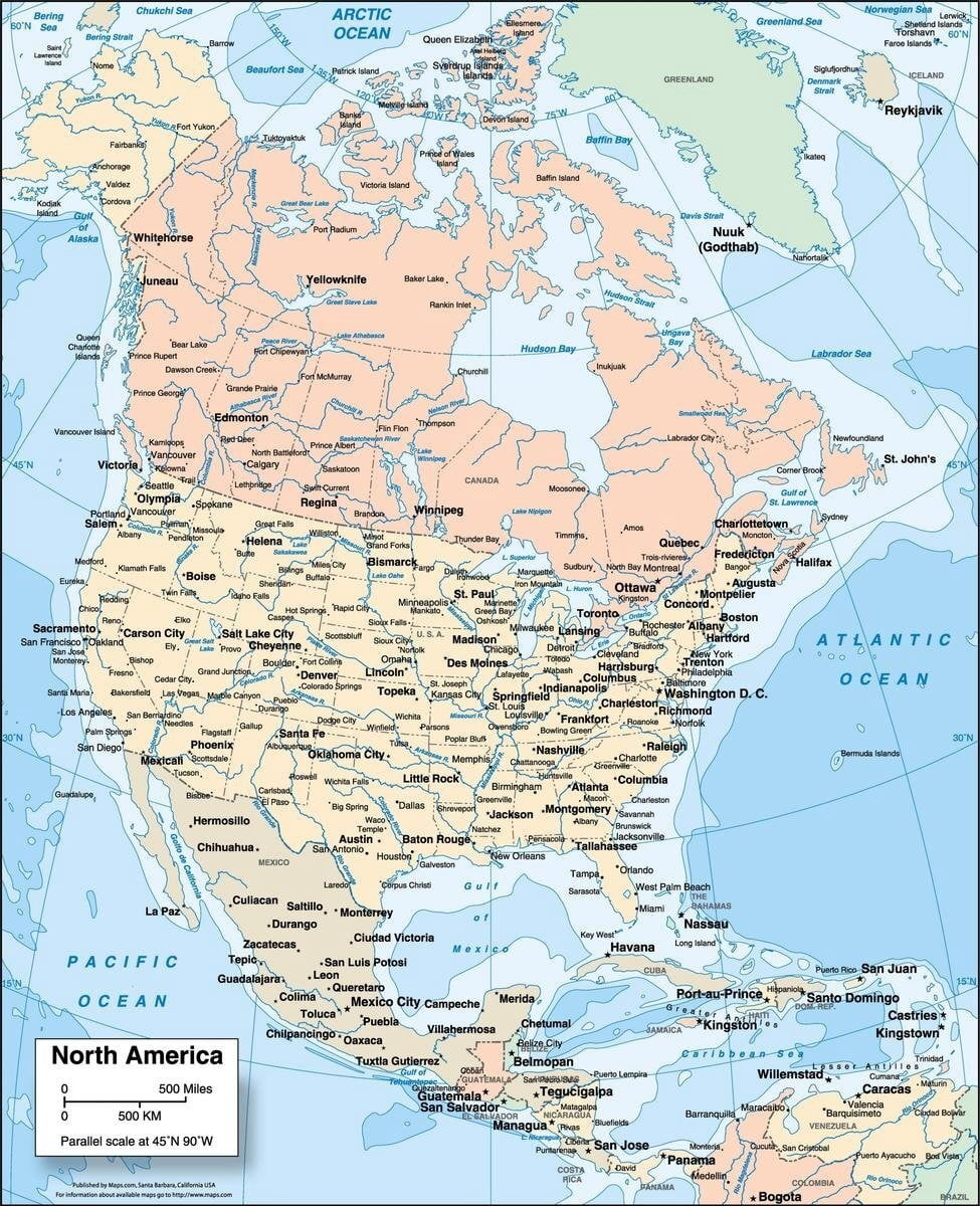 Poster: Resource Map - North America Reference Wall Map - Walmart.com