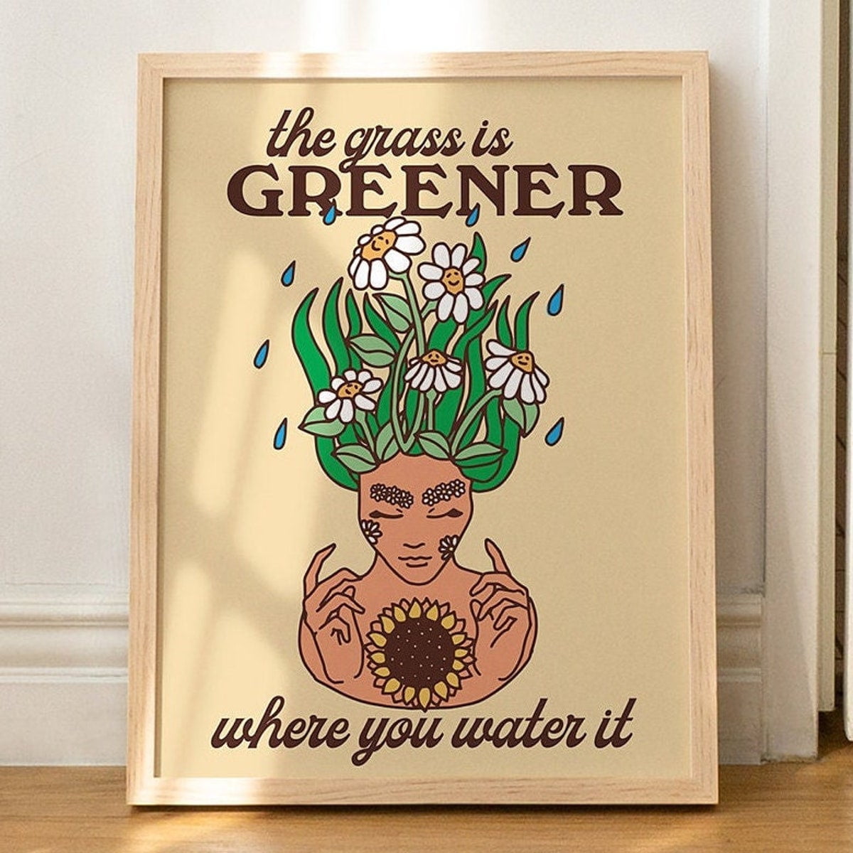 Poster Retro Flowers Wall Art, Positivity Quote, Self Care Poster ...