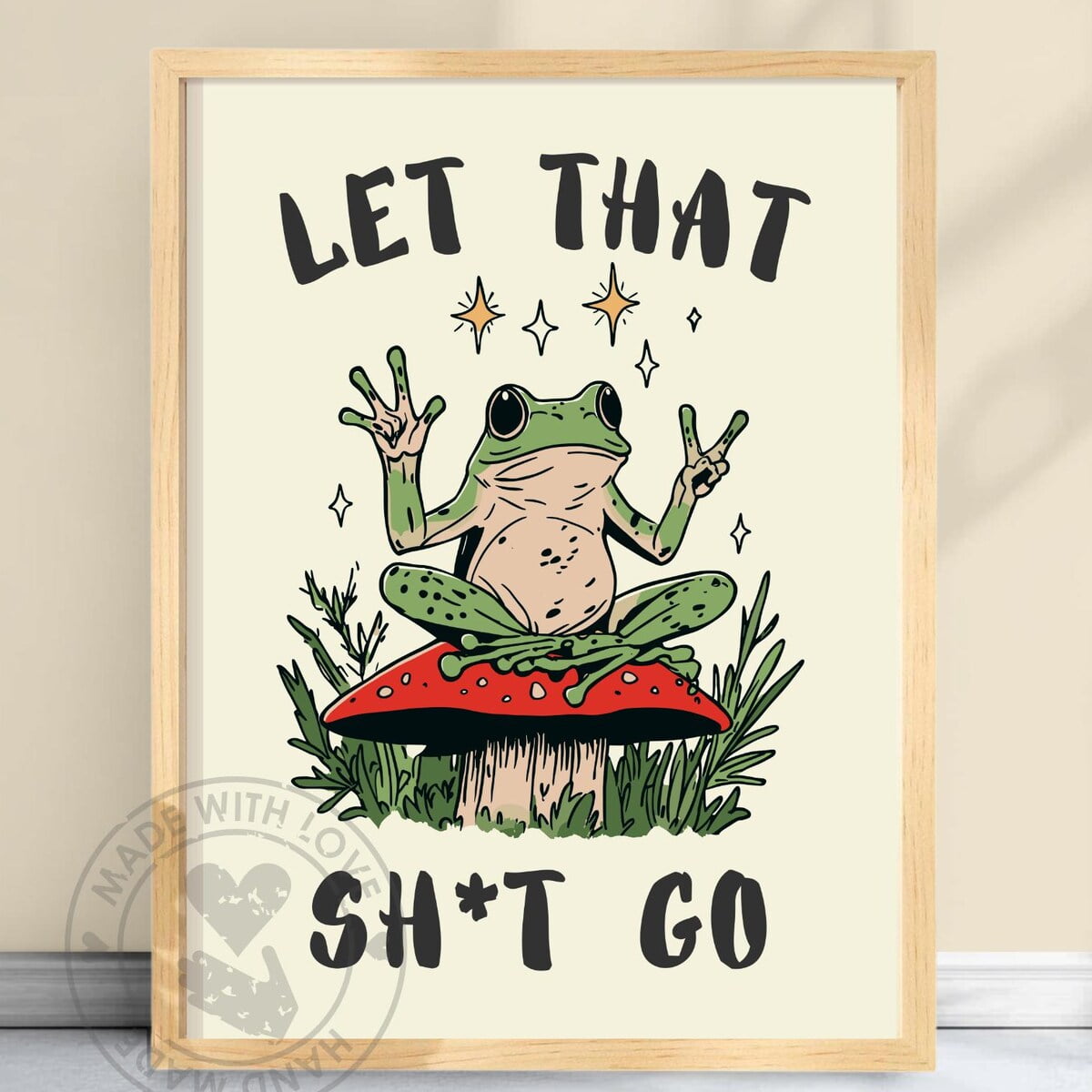 Poster Retro Frog Poster Â€“ Cottagecore Mushroom Art, Rude Bathroom ...