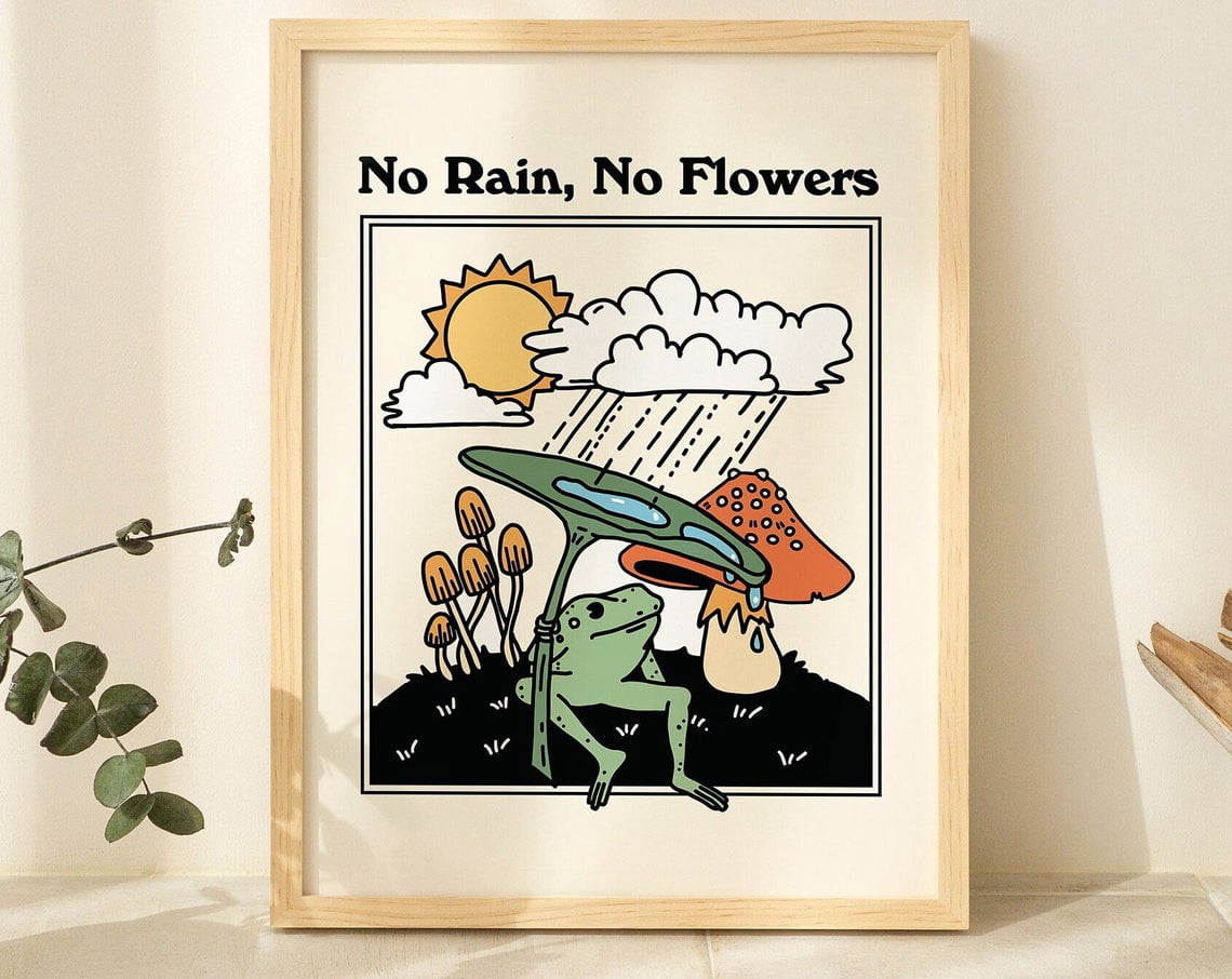 Kna Prints - 1 Pc Poster Retro Frog Wall Print, Vintage Mushroom ...