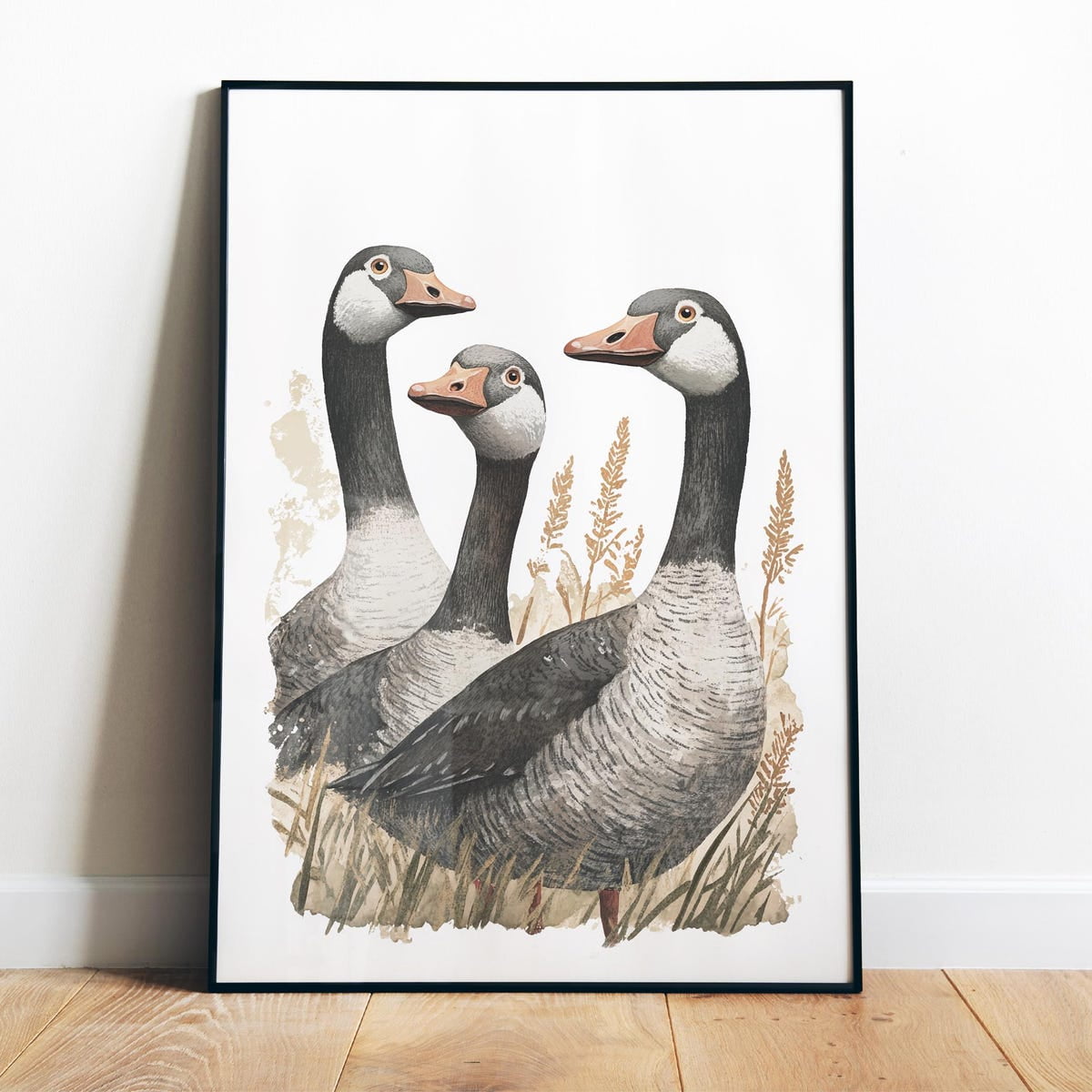 Poster Retro Geese Wall Art Print Vintage Goose Painting Digital Print ...