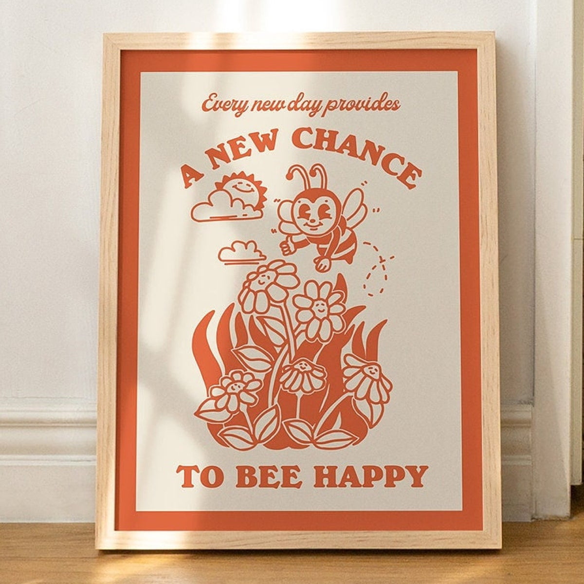 Poster Retro Honey Bee Wall Print, Bumble Bee Poster Print, Positivity ...