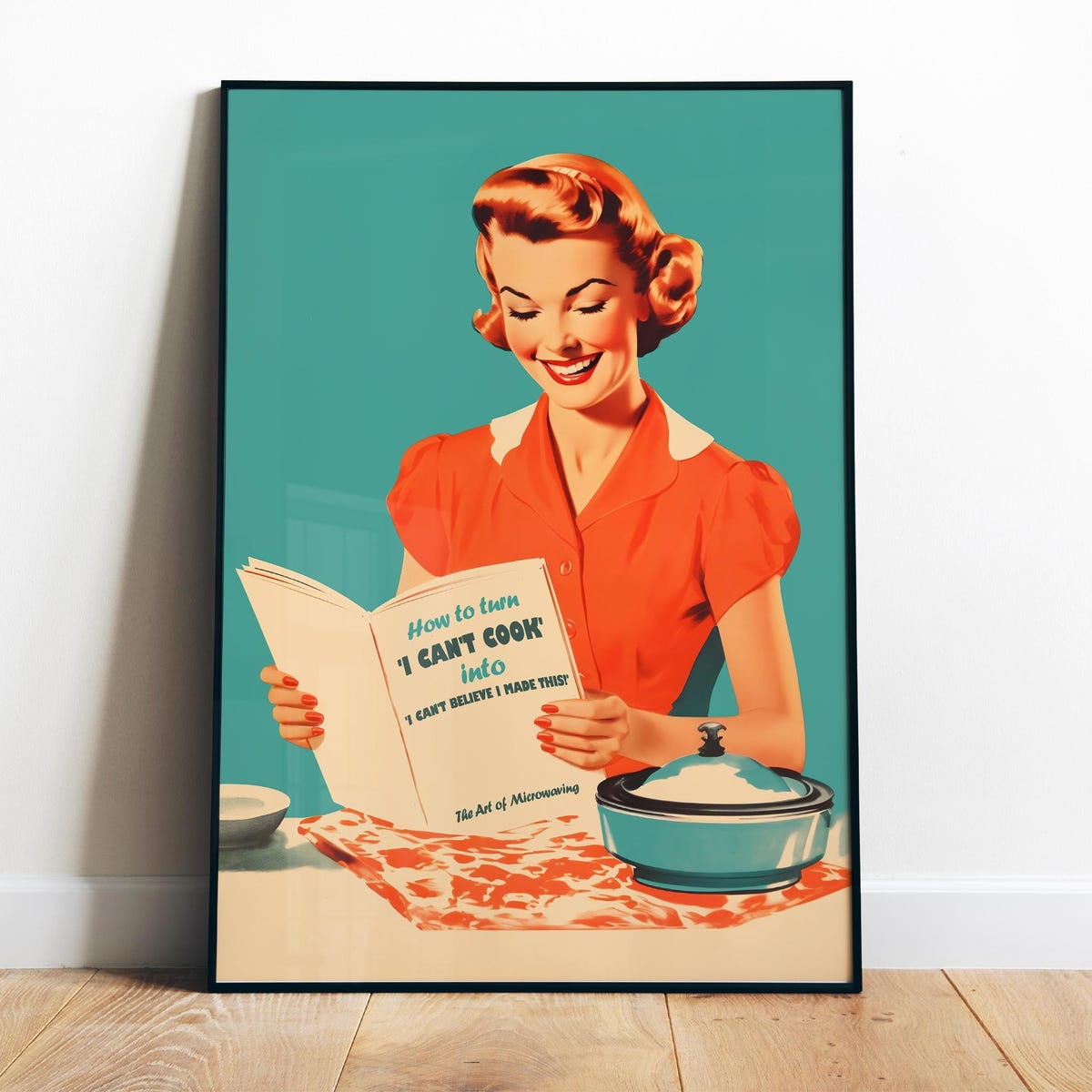 Poster Retro Kitchen Art Digital Funny Kitchen Wall Art 50S 60S Style ...