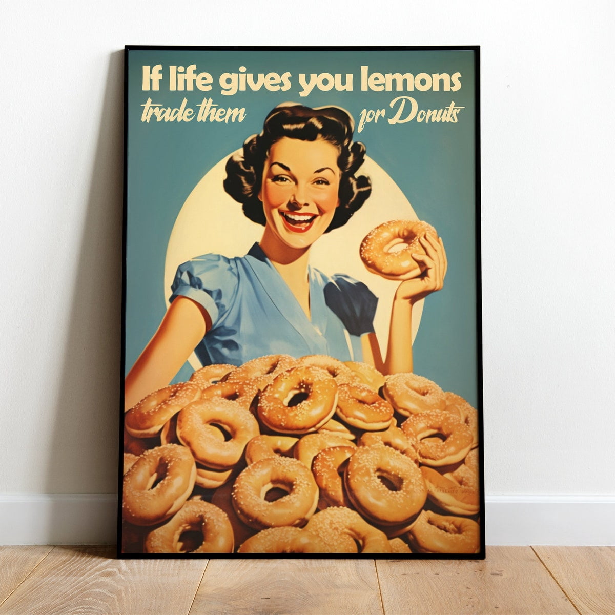 Poster Retro Kitchen Art Print Doughnut Print Cafe Wall Art Donut ...