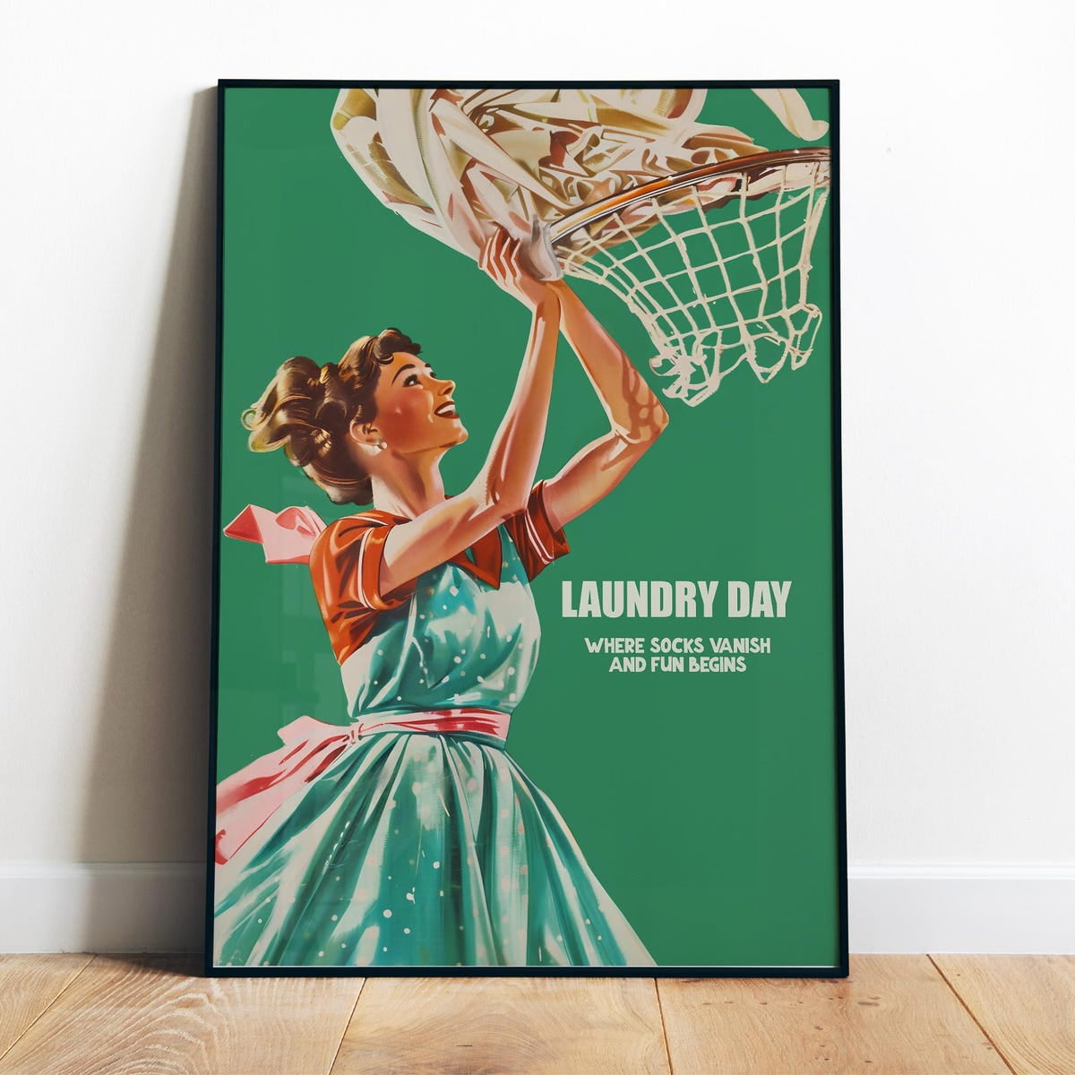 Poster Retro Laundry Day Print Funny Posters Green Utility Room Art ...