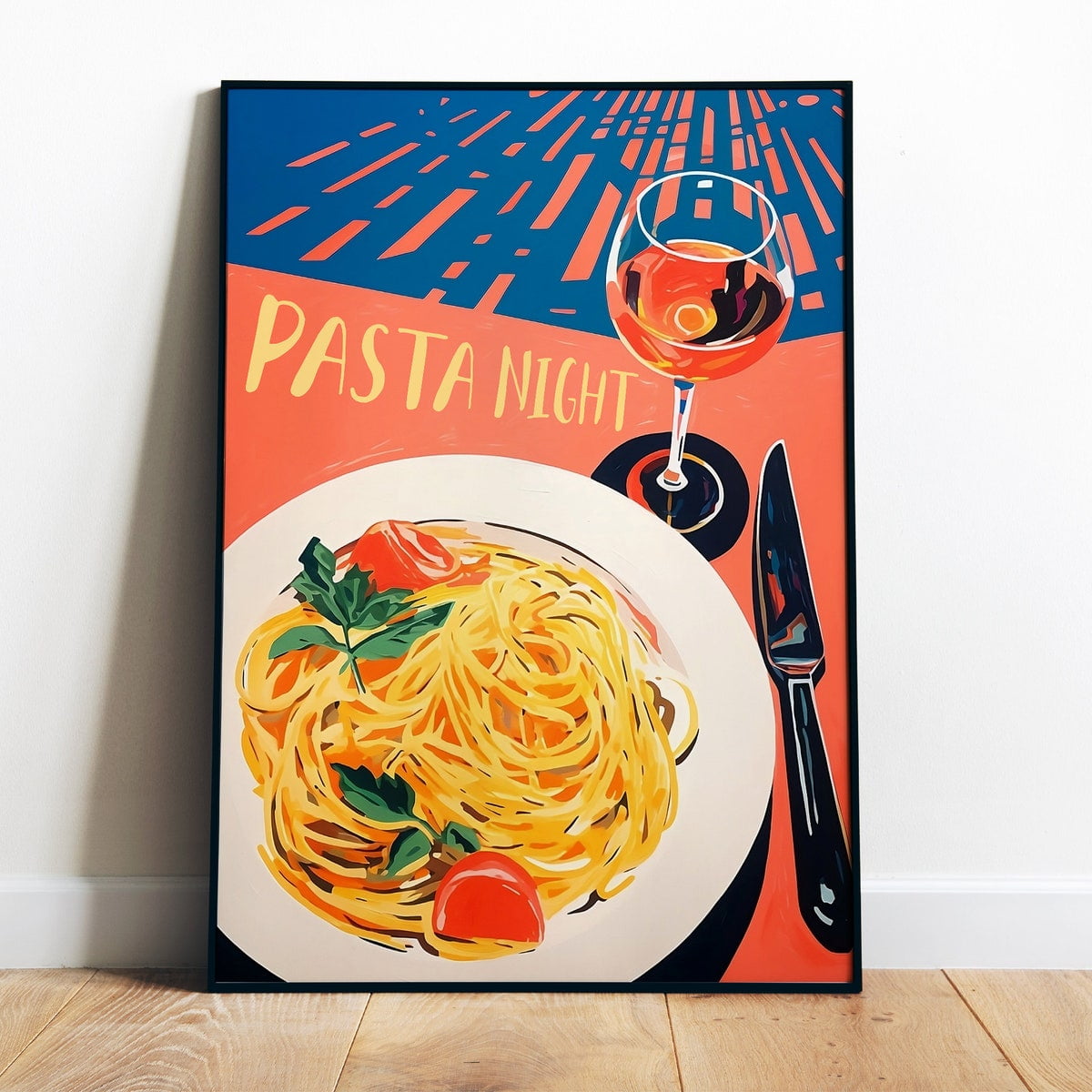 Poster Retro Pasta Night Poster Italian Food Print Kitchen Wall Art ...
