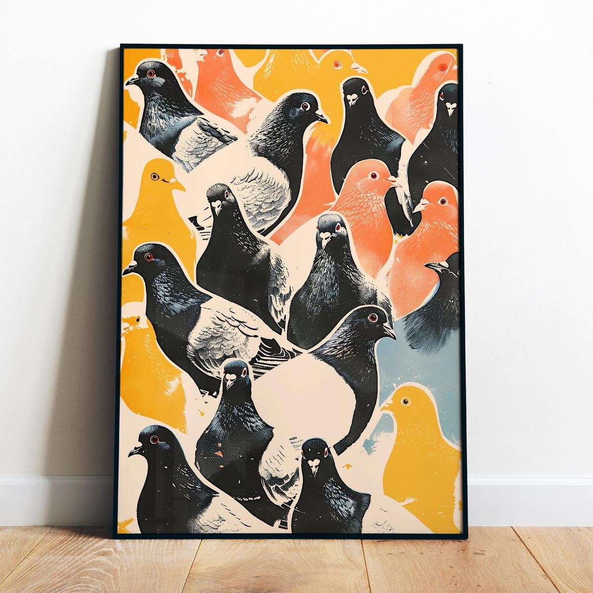 Poster Retro Pigeons Wall Art Printable Fun Prints For Bathroom Wall ...
