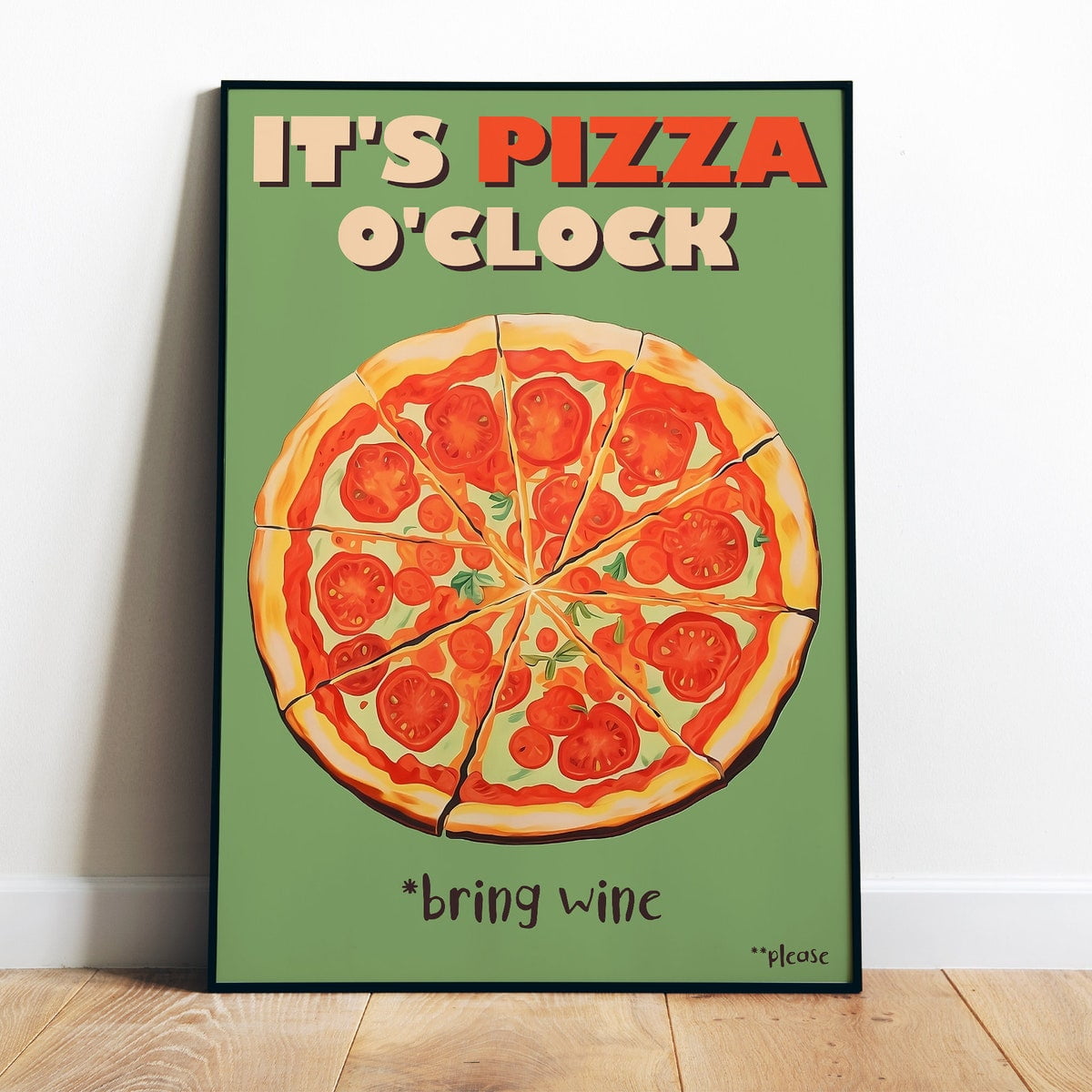 Poster Retro Pizza Print Italian Food Poster Kitchen Pizza Art Digital ...