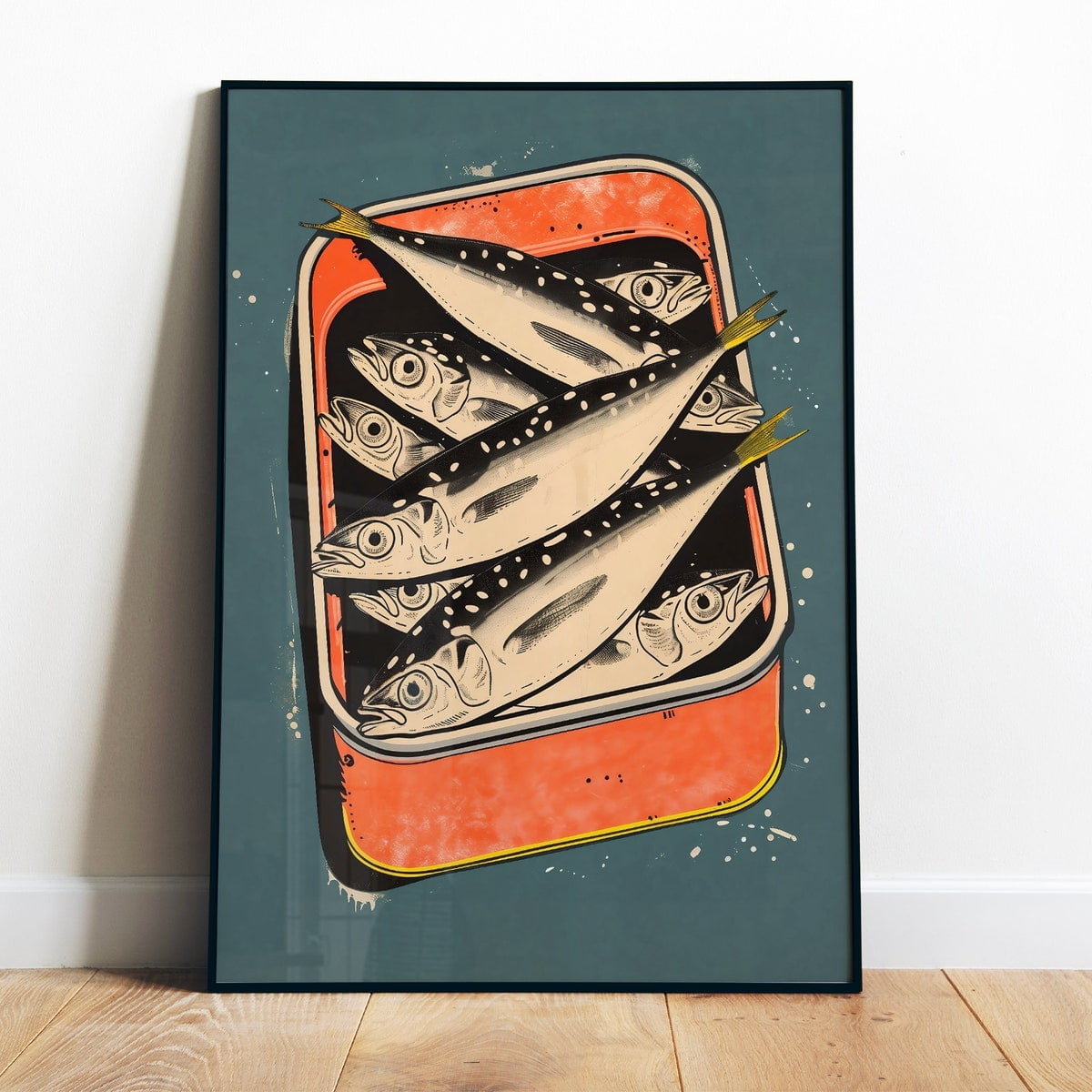 Poster Retro Sardines Wall Art Digital Funny Poster Seafood Art Print ...