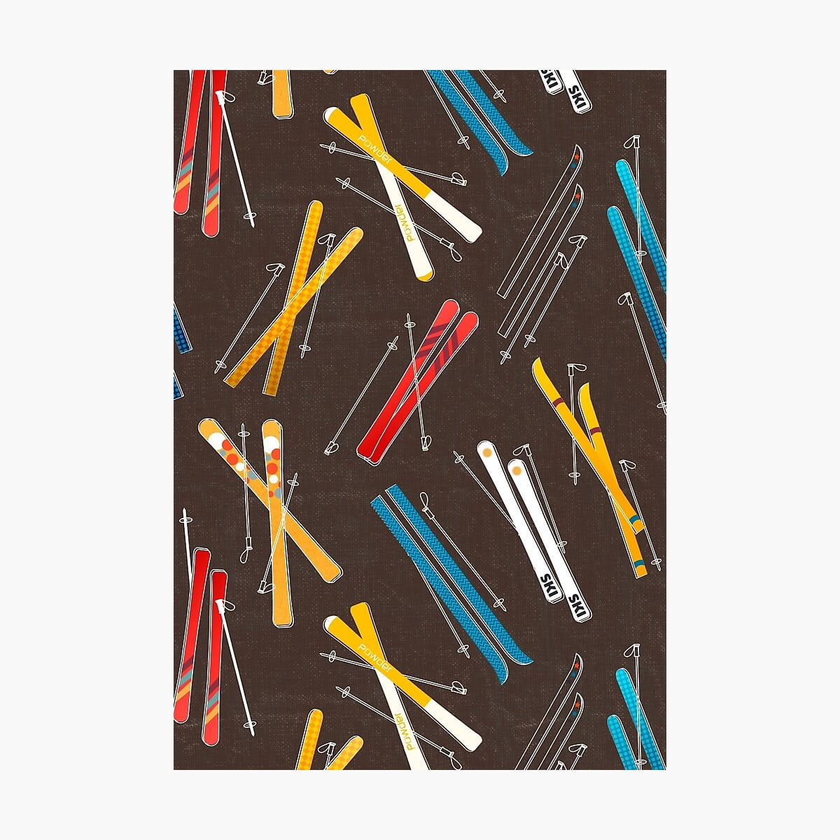 Poster Retro Ski Pattern Poster No Framed, 8x12 - Walmart.com