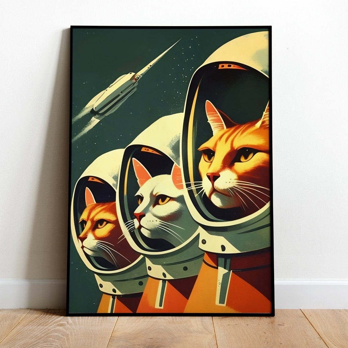 Poster Retro Space Cats Print Astronaut Cat Poster Soviet Space Print Funny Animal Art Nasa ...