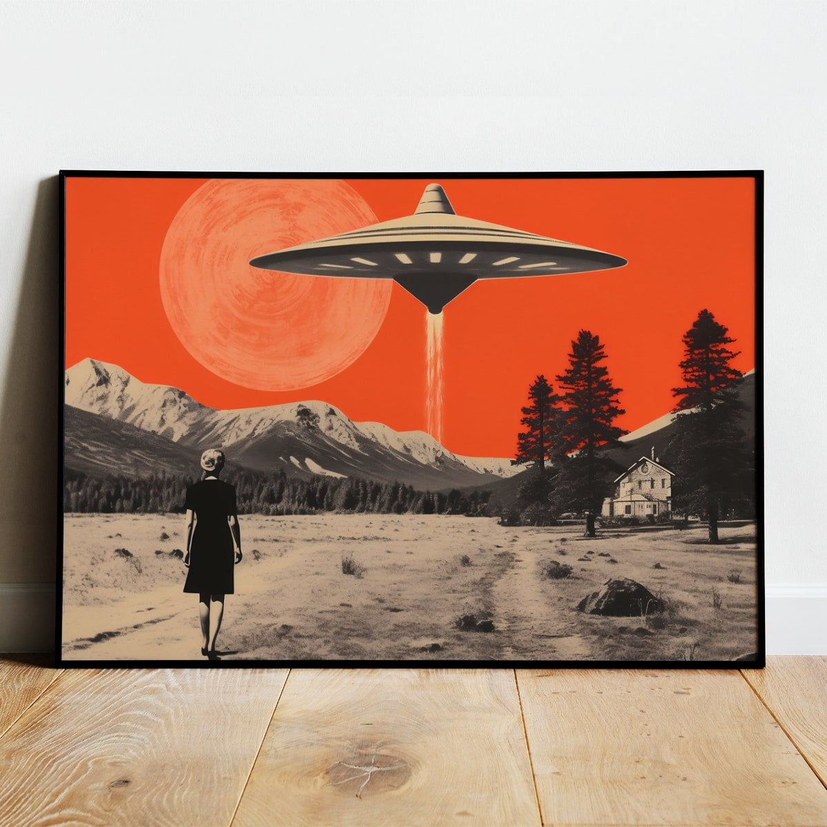 Poster Retro Ufo Wall Art Alien Abduction Art Alien Print Ufo ...