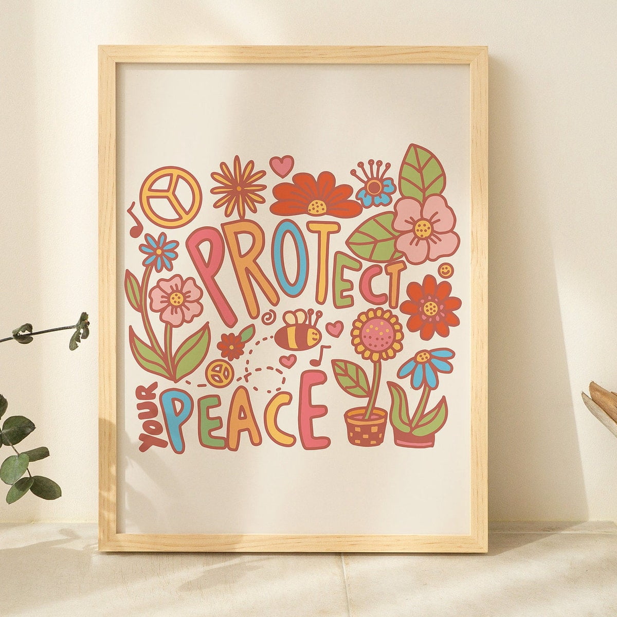 Poster Retro Wildflower Poster, Pastel Doodles Print, Flower Market ...