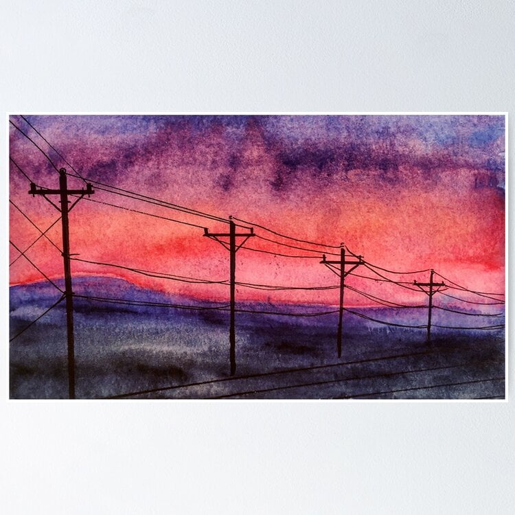 Poster Roadside sunset manmade vs nature - Unframed Poster, 12x18 - Walmart.com