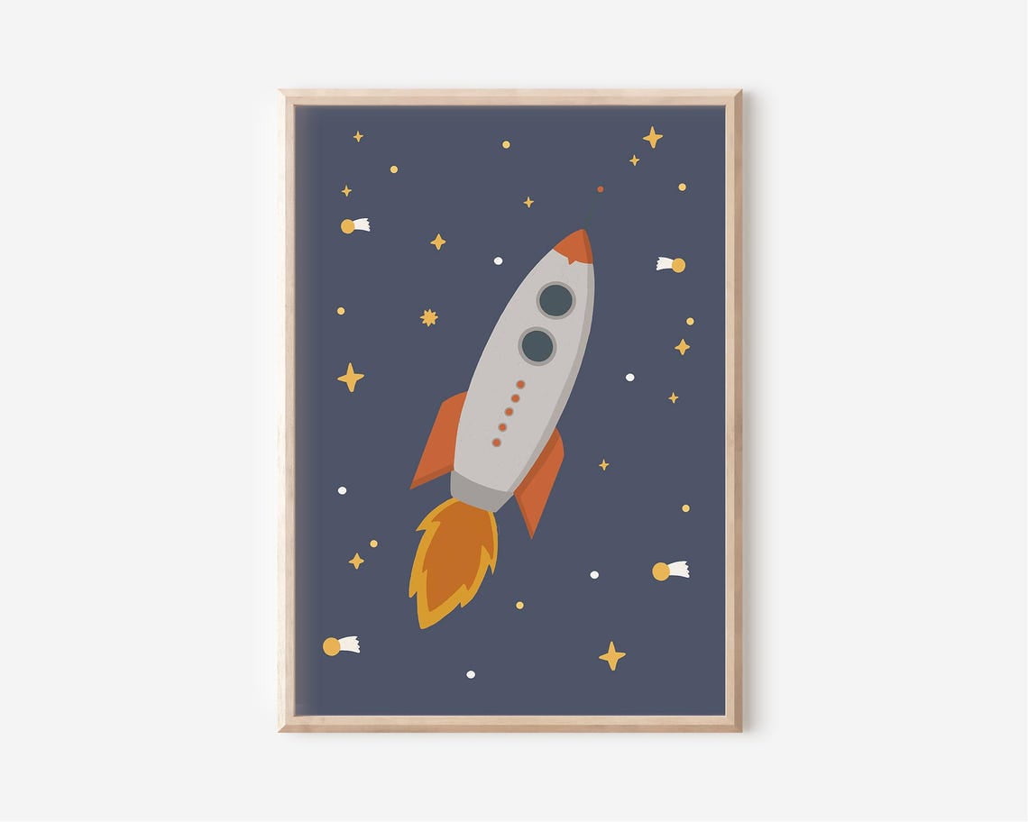 Poster Rocket In A4 & A3 For The Children'S Room Space Poster Space ...